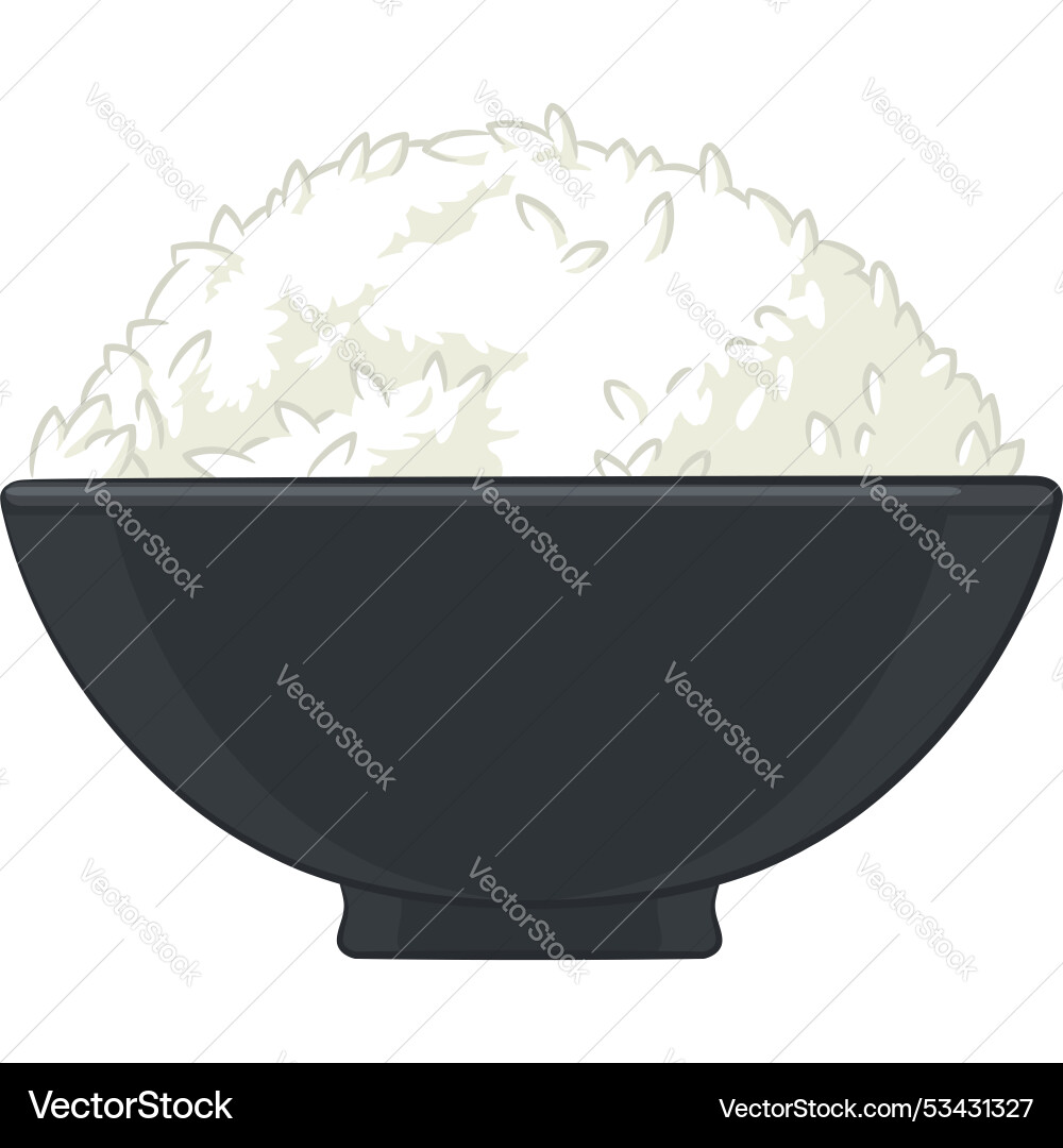 White rice cooked in asian bowl Royalty Free Vector Image