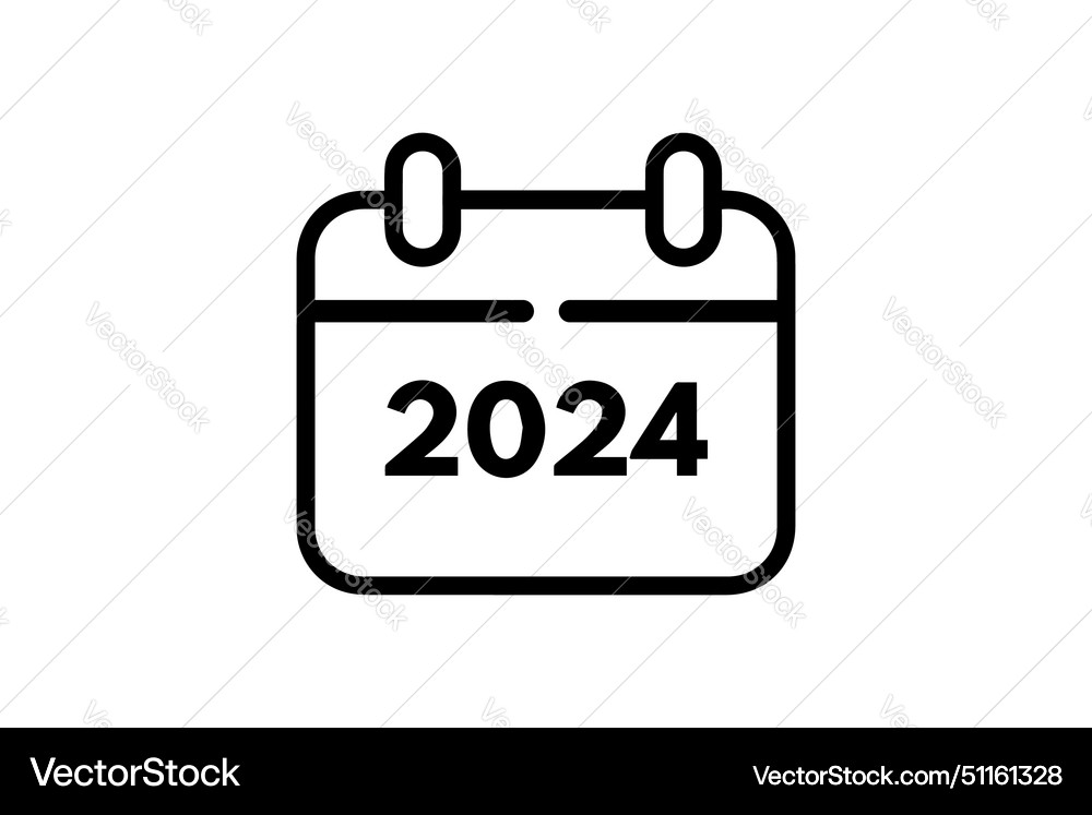 2024 year calendar icon Royalty Free Vector Image