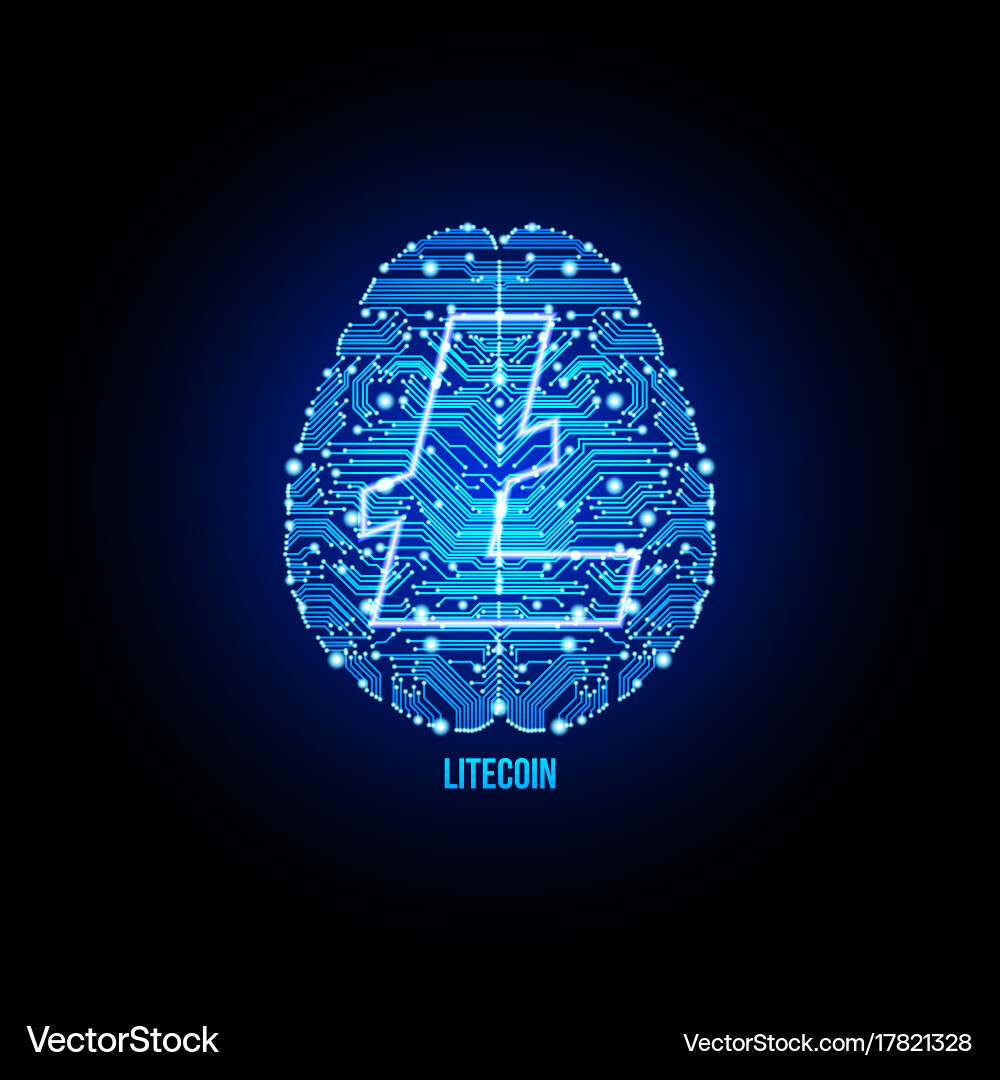 Crypto currency lightcoin on brain background Vector Image