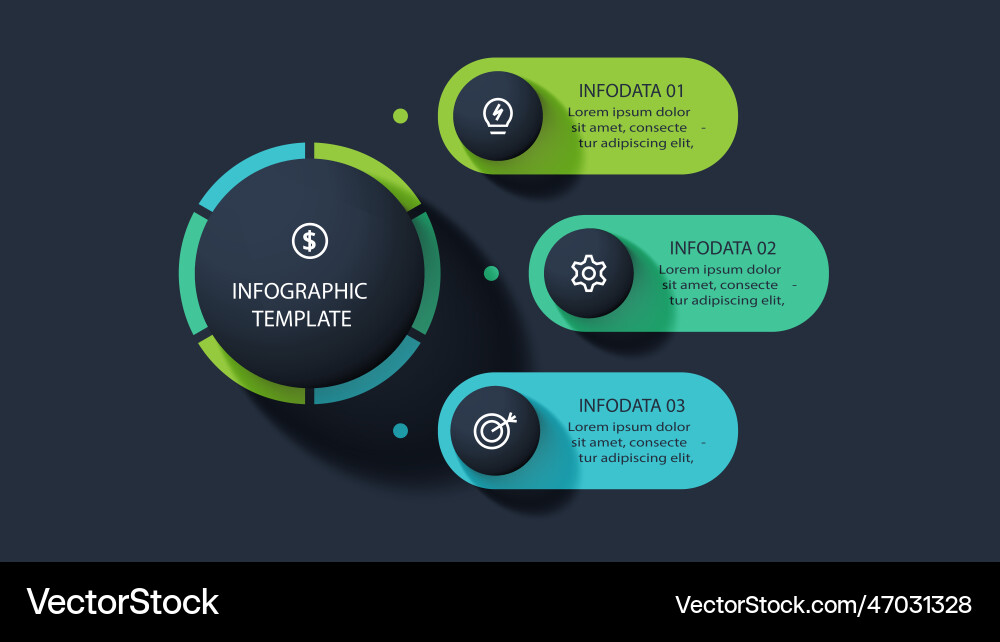 Diagram concept for infographic with 3 steps Vector Image
