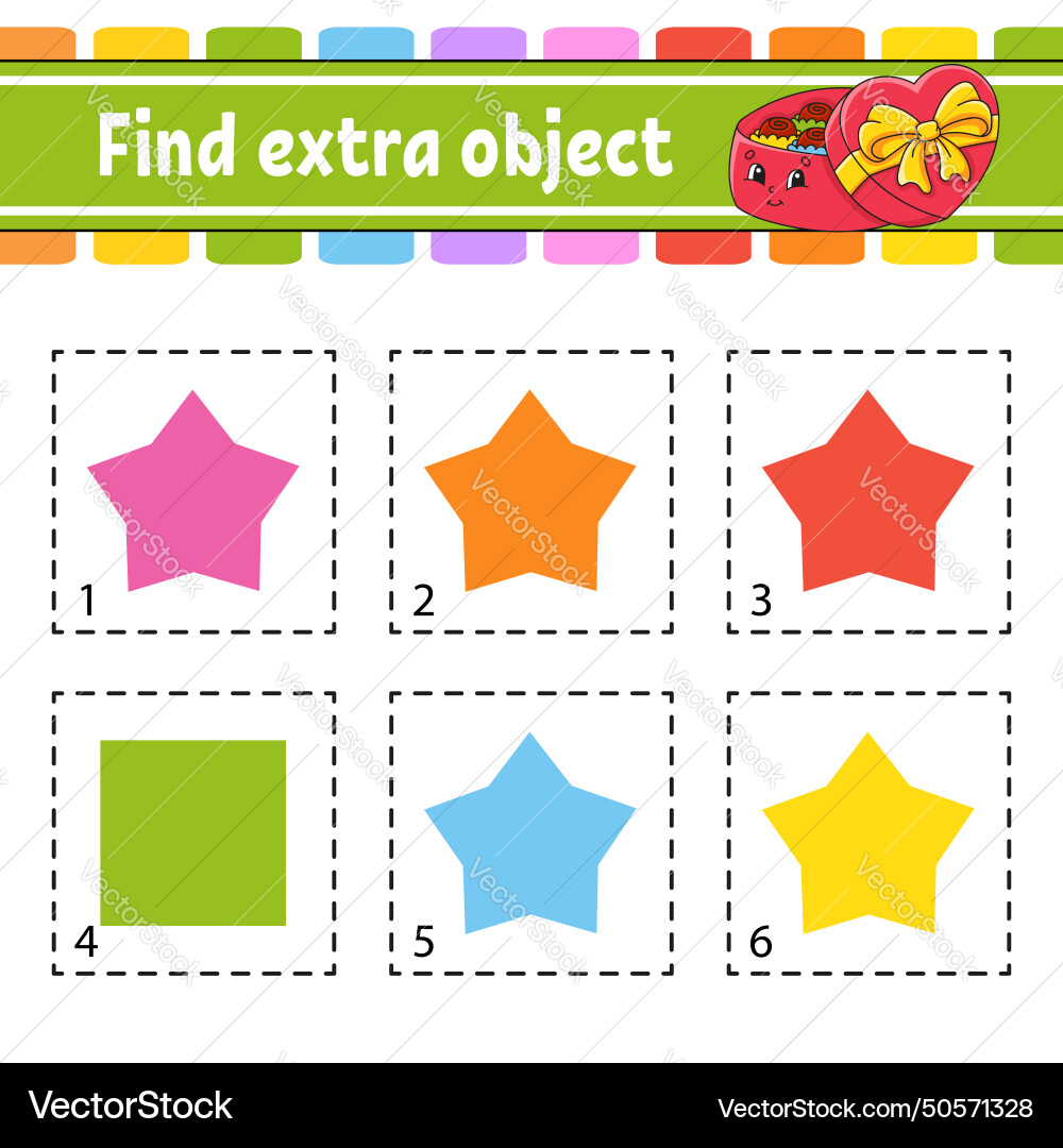 Find extra object educational activity worksheet Vector Image