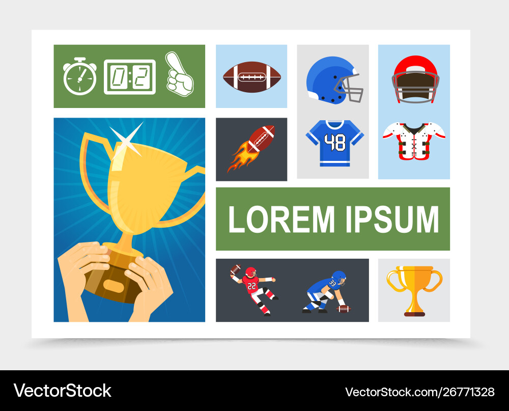 Flat rugby elements composition Royalty Free Vector Image