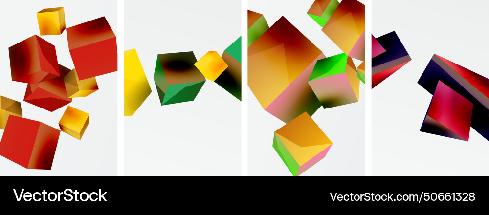 Flying 3d shapes cubes and other geometric Vector Image