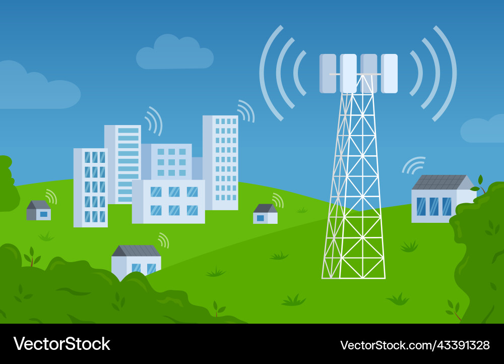 Radio telecommunication tower internet and mobile Vector Image