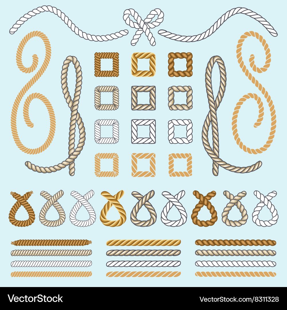 Rope Brushes & Nautical Elements Royalty Free Vector