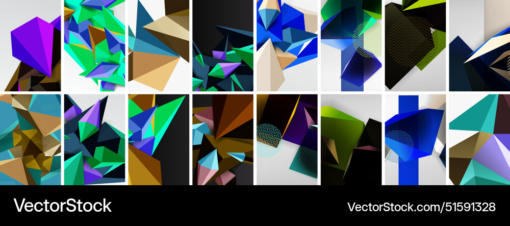 Set of low poly triangles poster geometric Vector Image