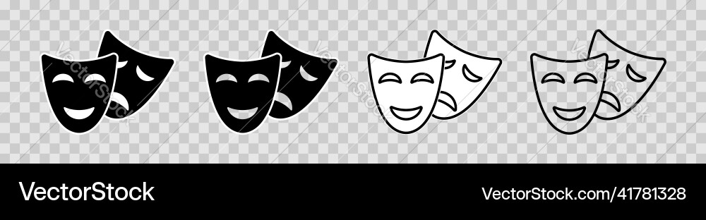 Theater mask outline for actor black Royalty Free Vector