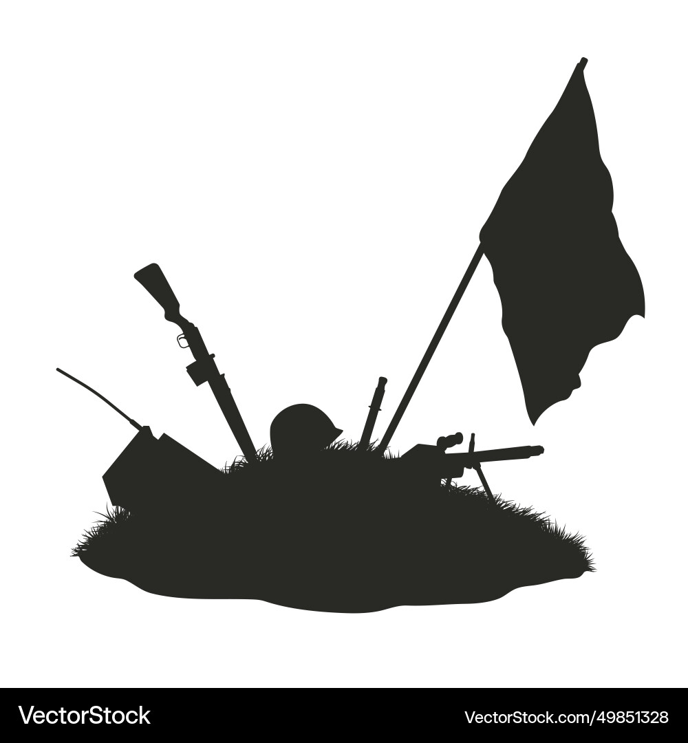 World war battlefield landscape black silhouette Vector Image