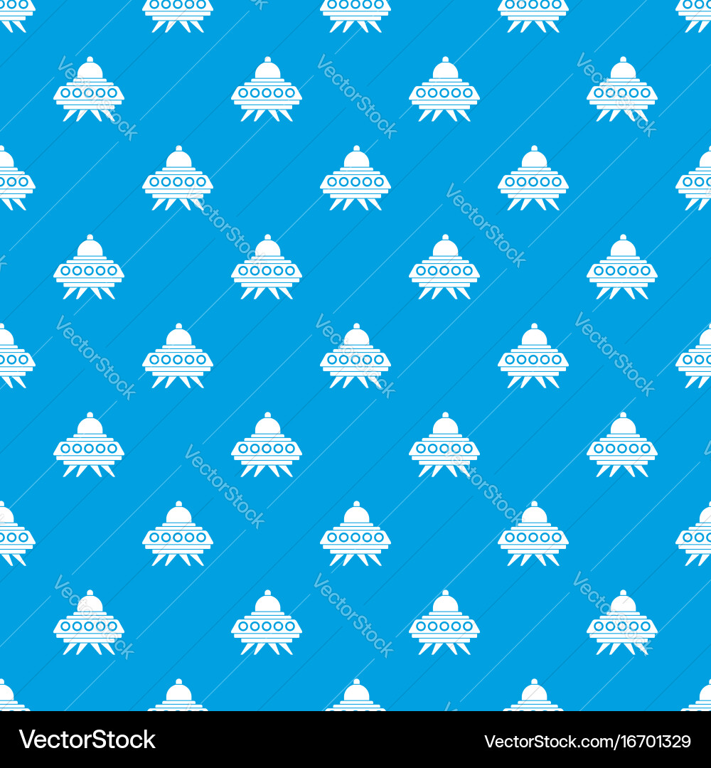 Alien spaceship pattern seamless blue Royalty Free Vector