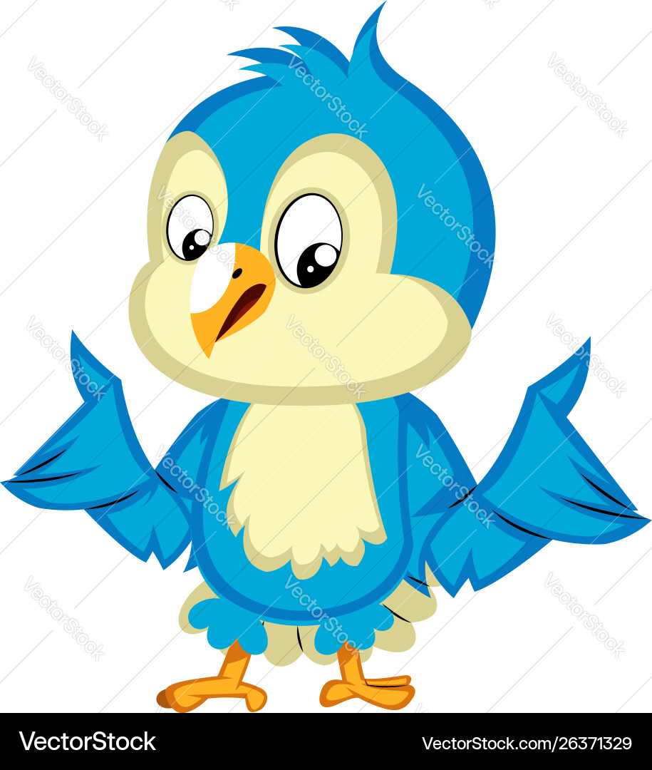 Blue bird is confused on white background Vector Image