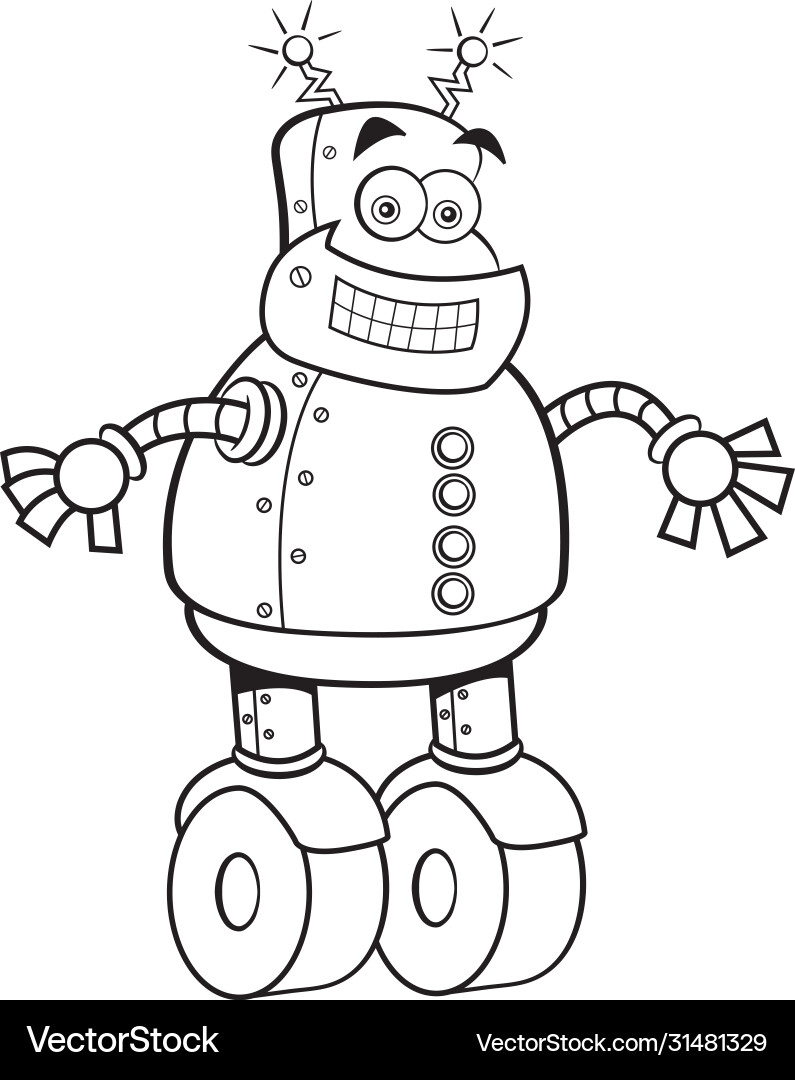 Cartoon smiling mechanical robot Royalty Free Vector Image