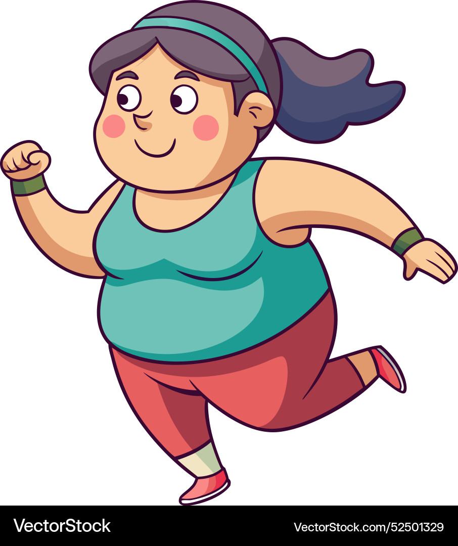 Fat woman running pose cartoon character Vector Image