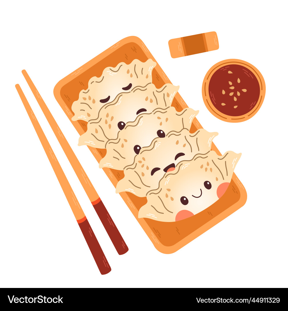 Gyoza cartoon isolated on white background Vector Image