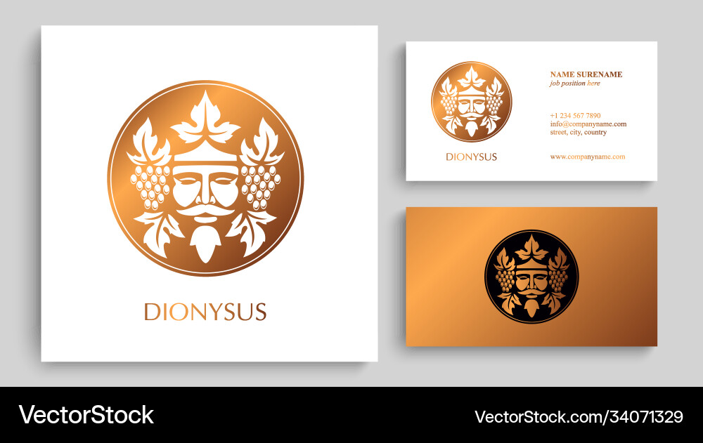 Man face Logo mit Traubenbeeren und Blättern Vektorbild