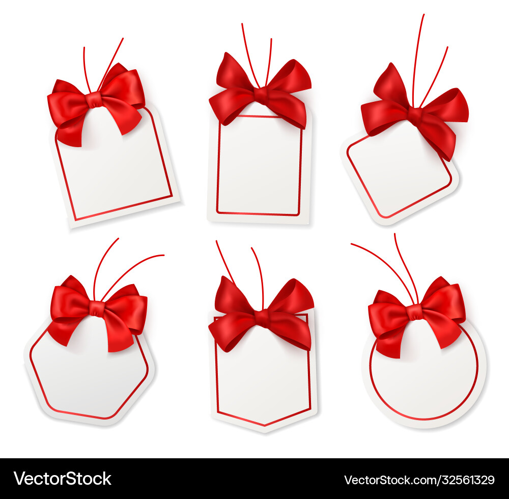 Red Bow Tags & Labels Royalty Free Vector Image