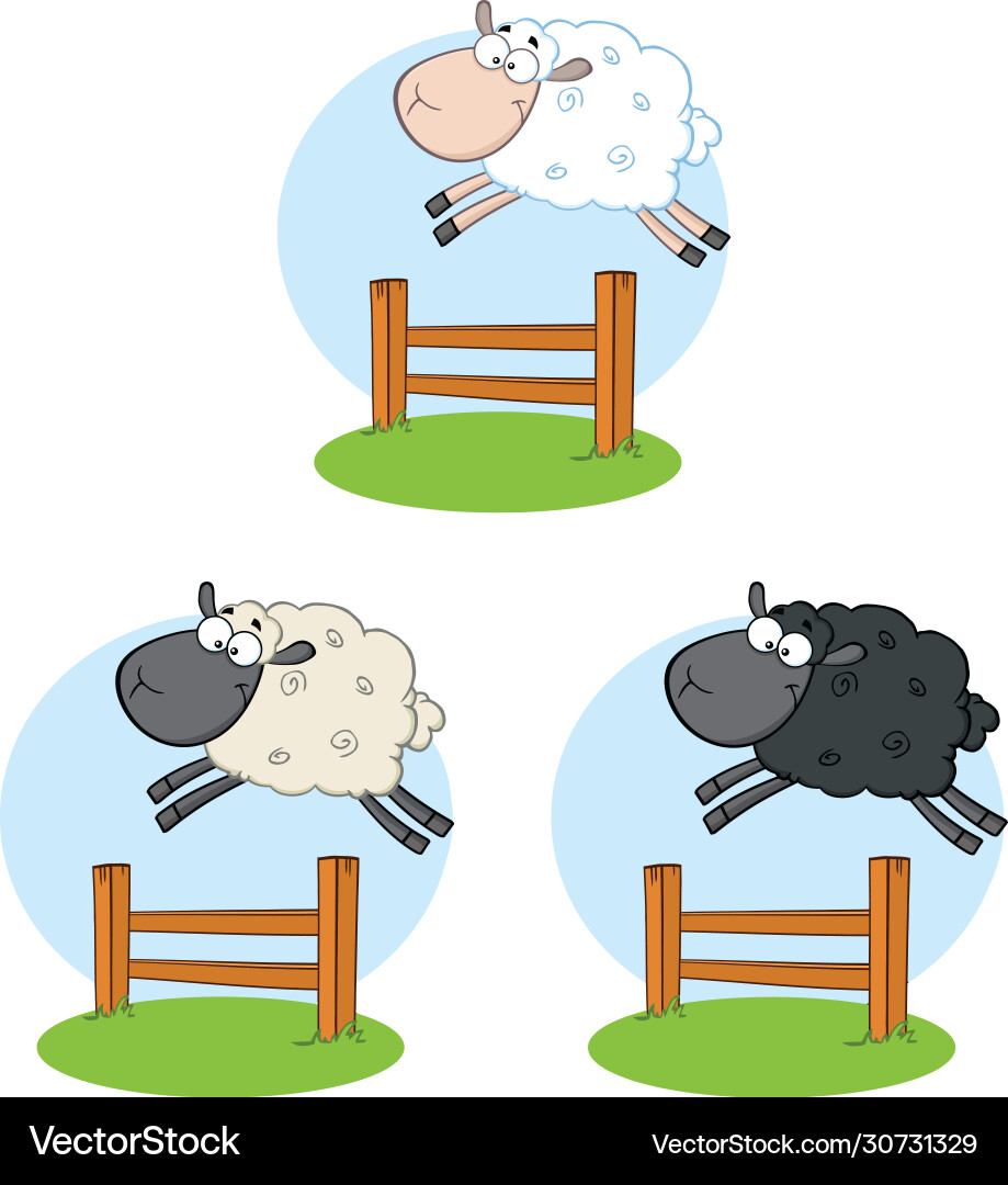 Sheep cartoon character set 6 collection Vector Image