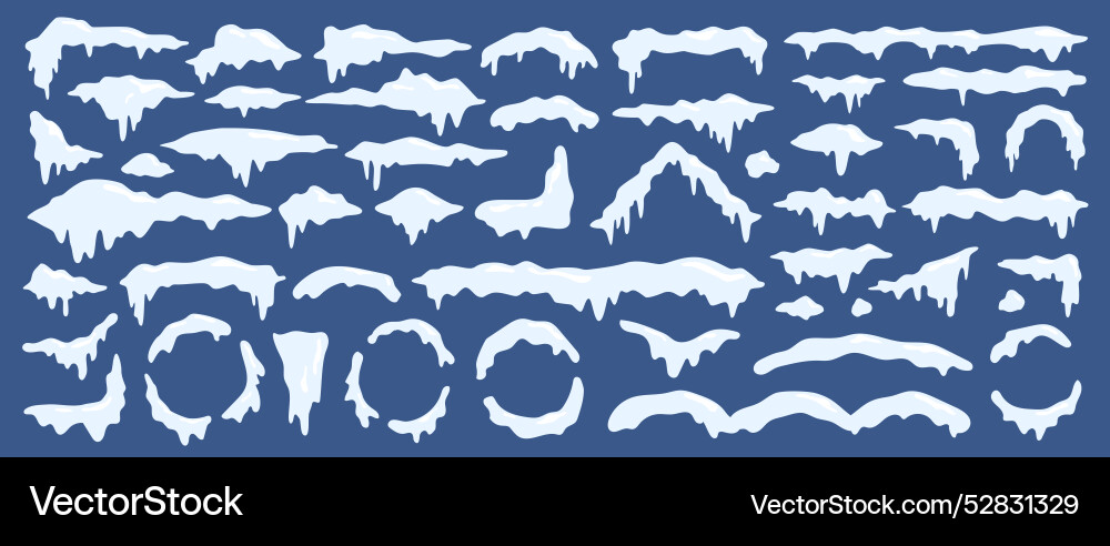 Snowy caps with ice winter surface cover elements Vector Image