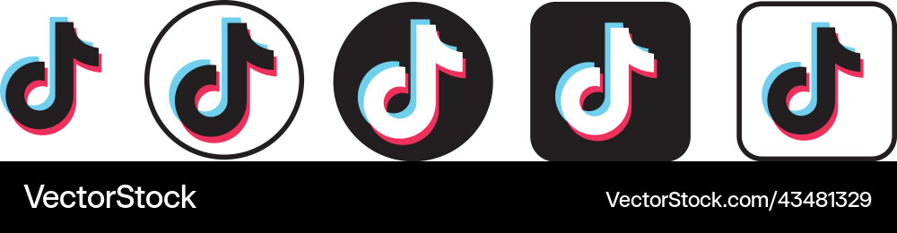 Tik tok logo set in six different versions Vector Image