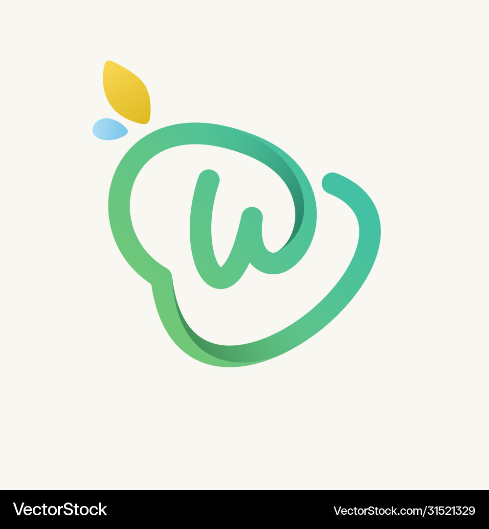 W letter green line logo Royalty Free Vector Image
