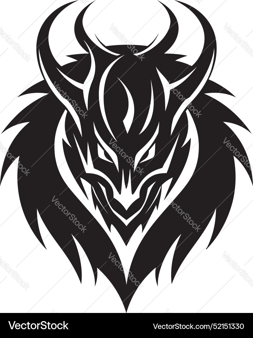 Celestial beast dragon head icon ancient fire Vector Image