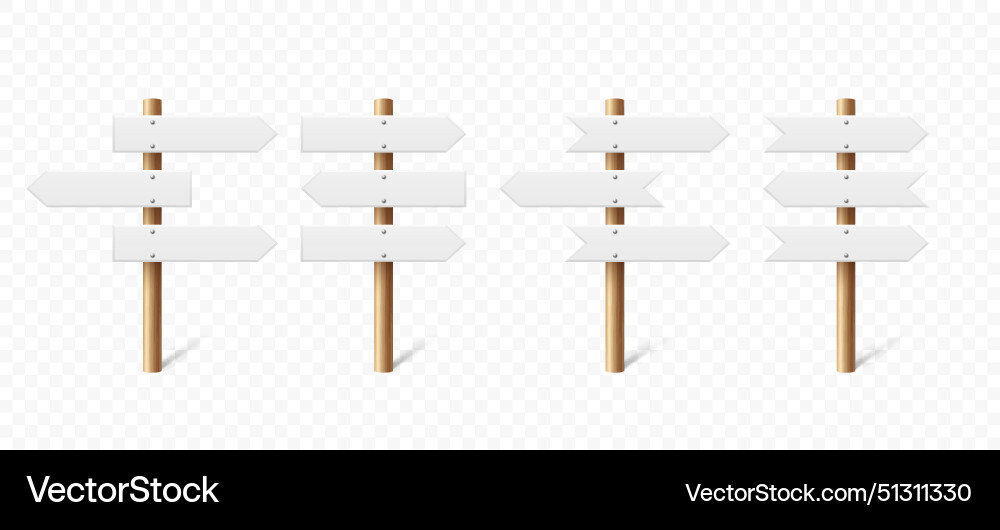 Realistic sign post set blank road Royalty Free Vector Image