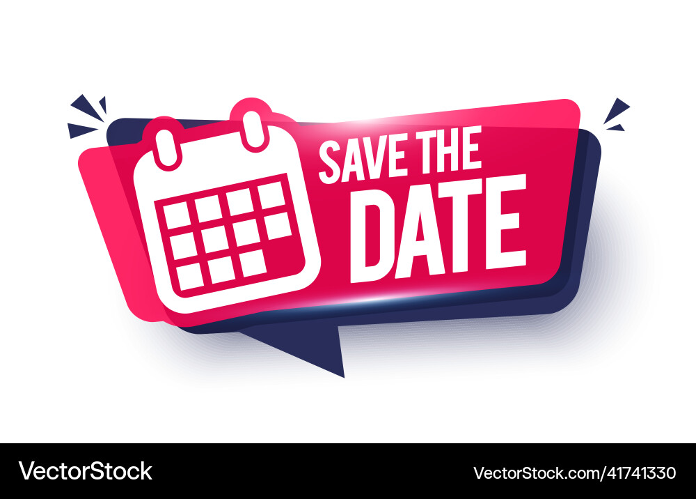 Save the date label with calendar icon Royalty Free Vector