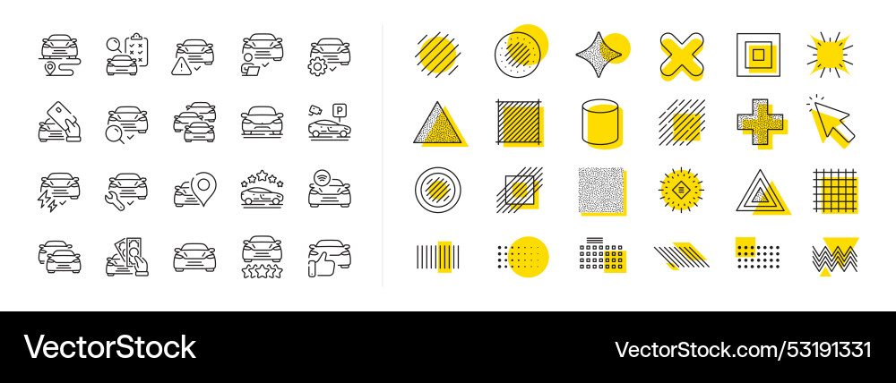 Car line icons auto transport review vehicle Vector Image Car line icons auto transport review vehicle Vector Image