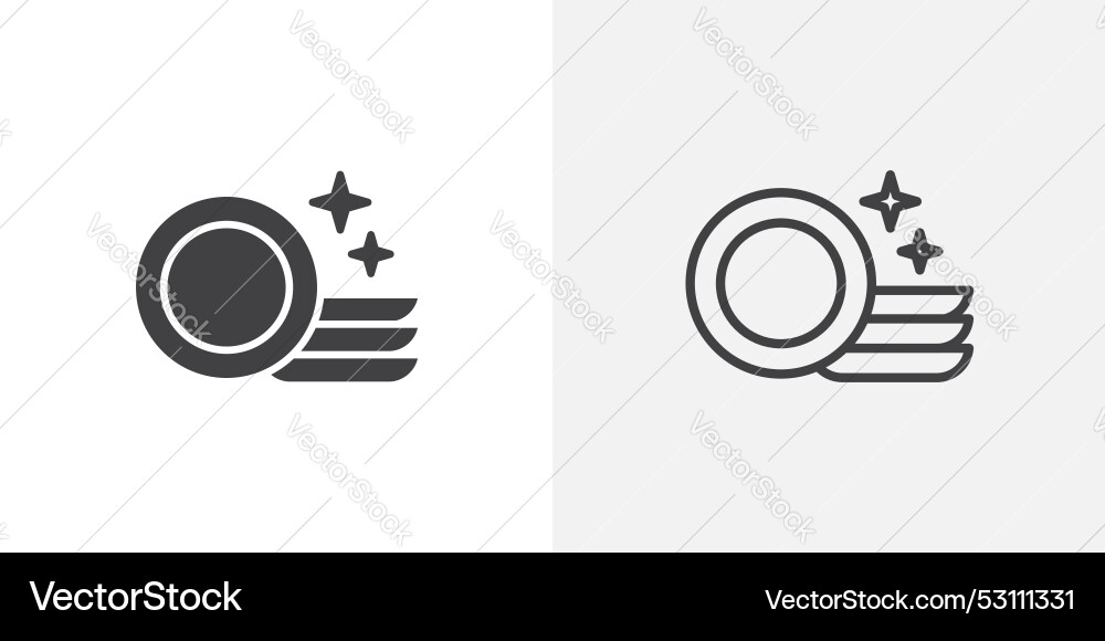 Clean dishes thin line icon set Royalty Free Vector Image
