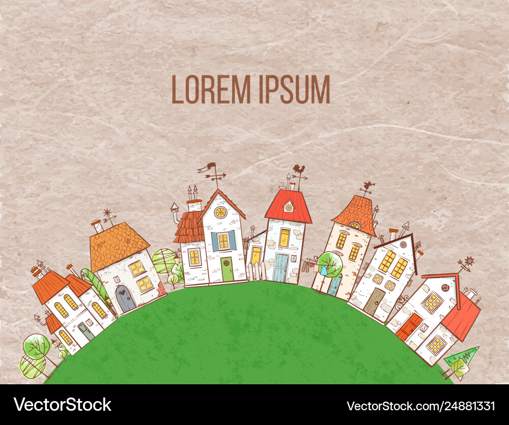 Design template with colorful doodle cartoon Vector Image