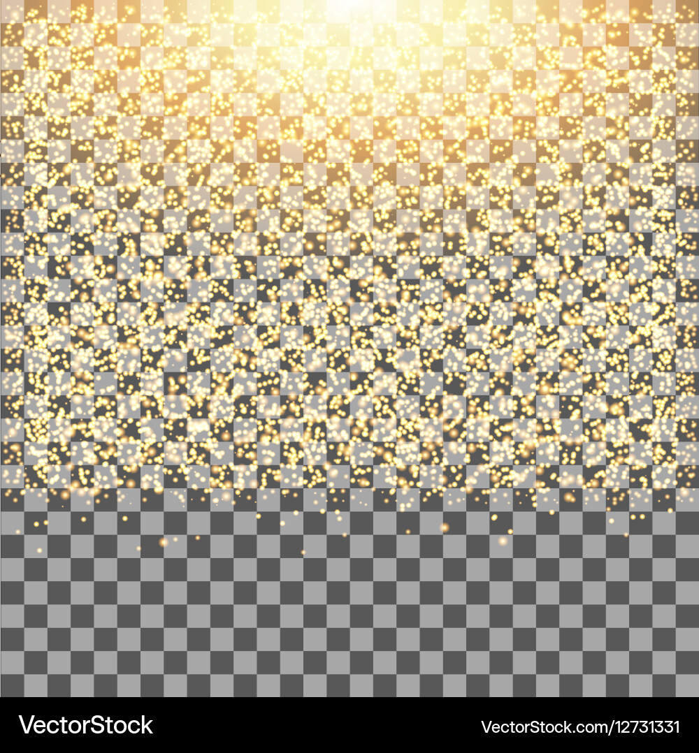 Gold glow glitter sparkles on transparent Vector Image
