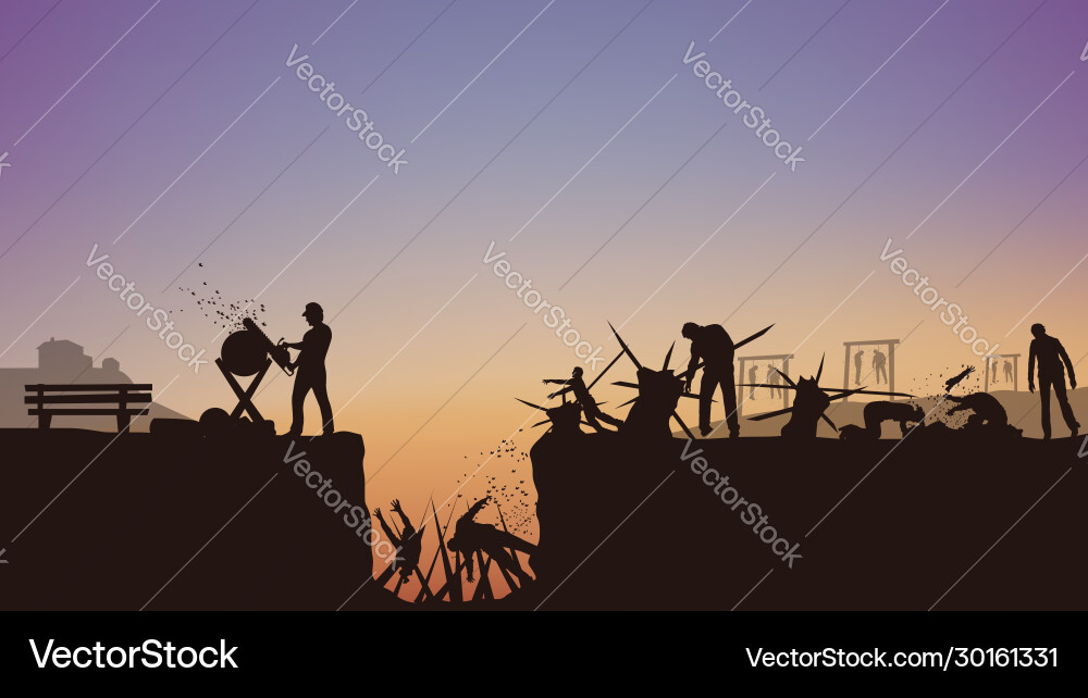 Man against zombies Royalty Free Vector Image - VectorStock