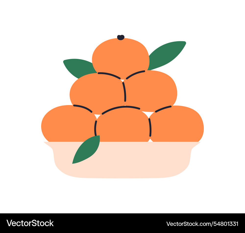 Mandarin oranges stacked in bowl healthy fresh Vector Image