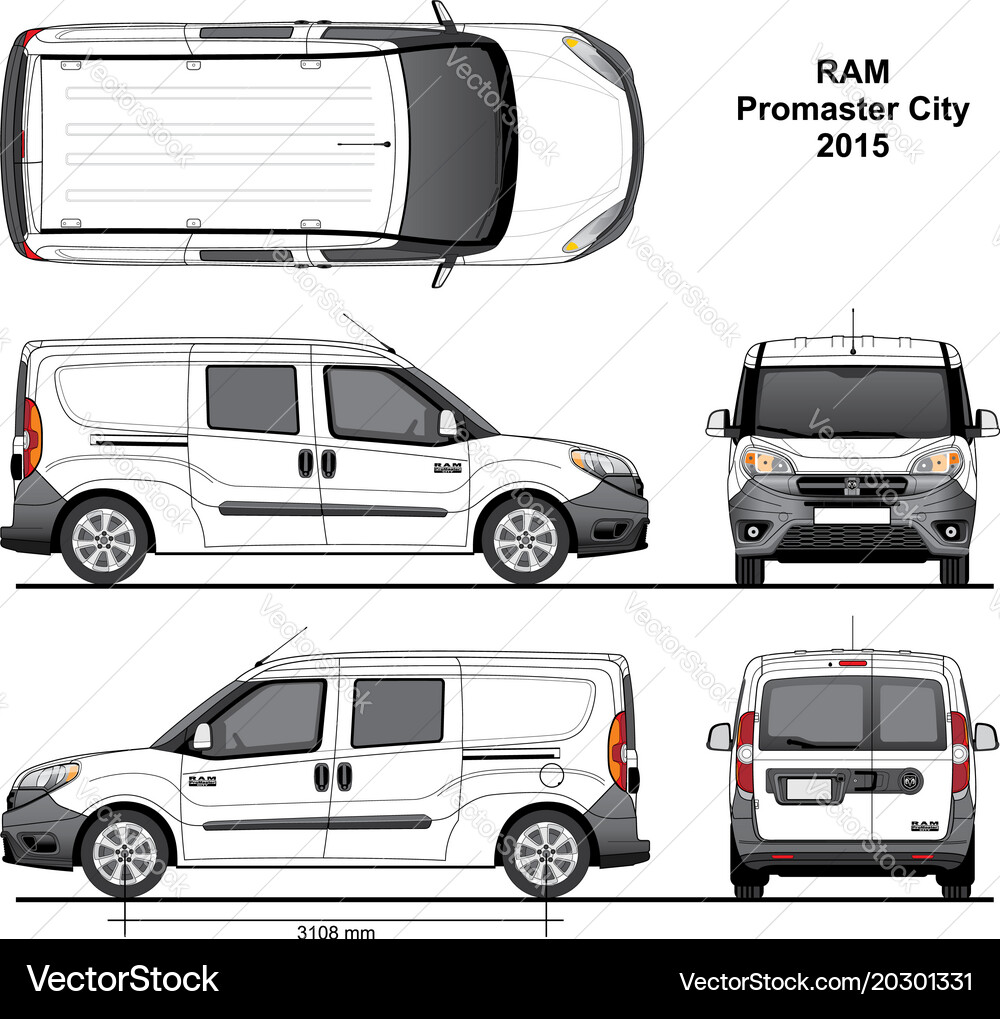 Ram promaster city combi delivery van 2015 Vector Image