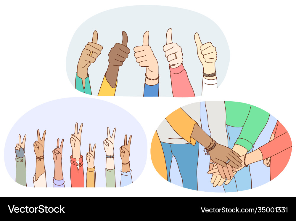 Sign and gesture language hands emotion Royalty Free Vector