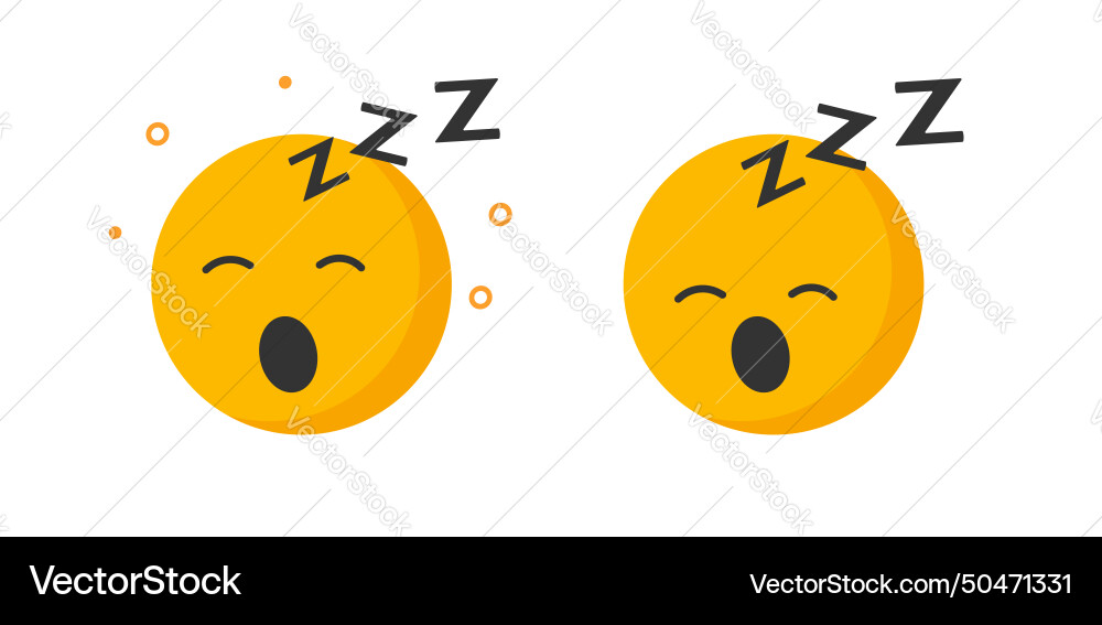 Sleep emoticon snore smile face icon flat cartoon Vector Image
