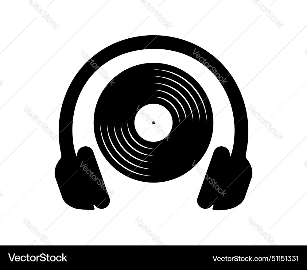 Vinyl disc with headphones icon turntable lp disk Vector Image