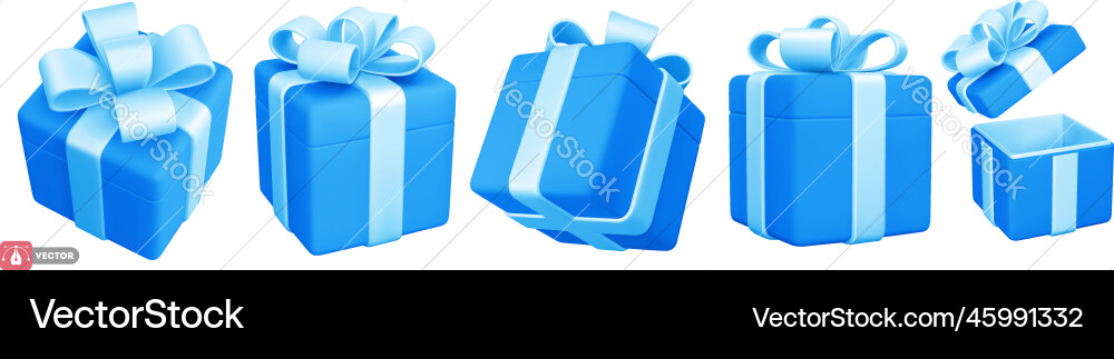Blue gift boxes set Royalty Free Vector Image - VectorStock