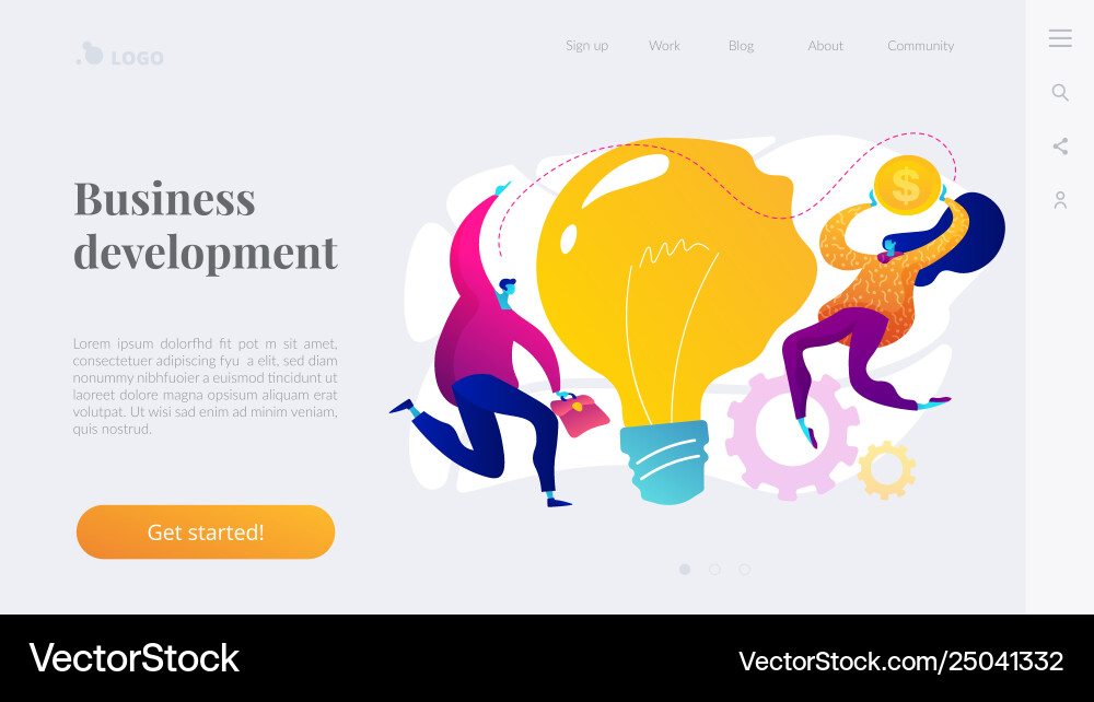 Business idea landing page template Royalty Free Vector