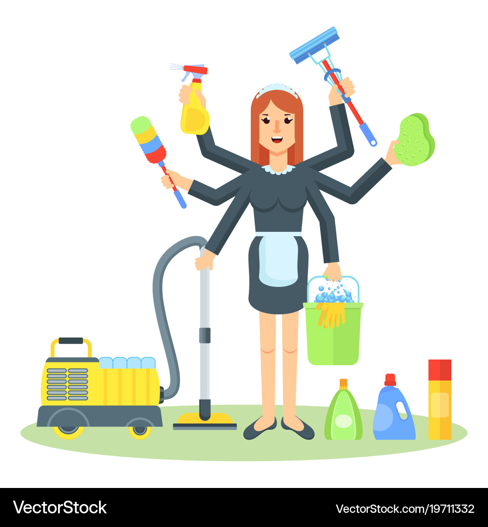 Cleaning service maid woman Royalty Free Vector Image