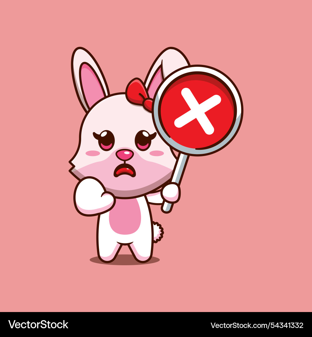 Süße Hase mit falschem Zeichen Cartoon Vektorbild