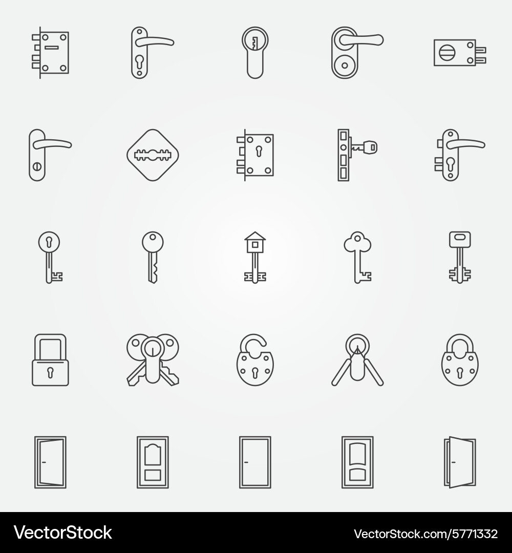 Door lock icons Royalty Free Vector Image - VectorStock