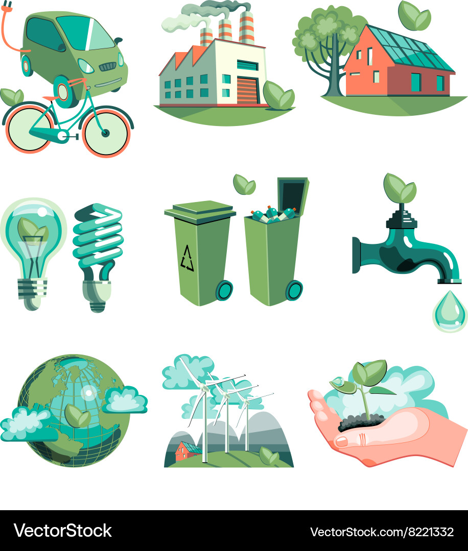 Eco-Friendly Icon Set Royalty Free Vector Image