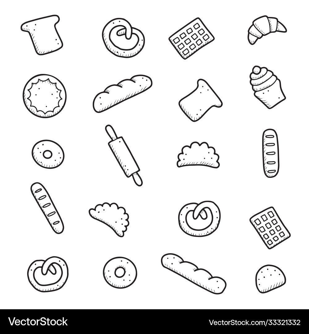 Hand drawn set bakery and baking elements Vector Image
