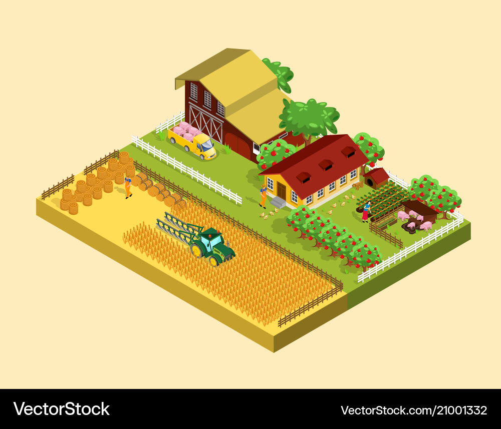 Isometric farming concept Royalty Free Vector Image
