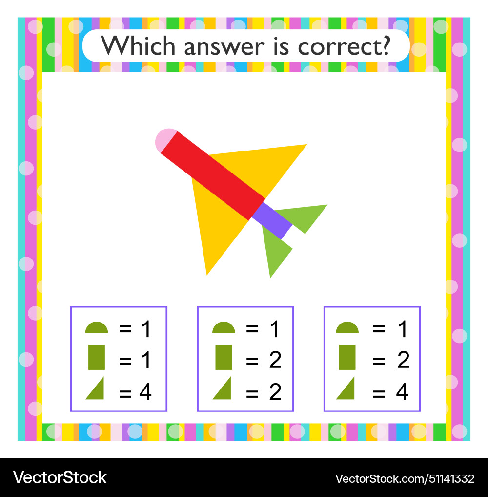 Math activity for kids find the correct answer Vector Image