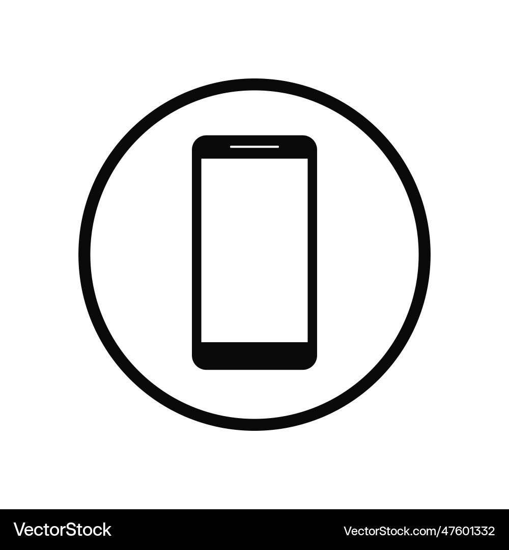Mobile phone flat circular icon isolated Vector Image
