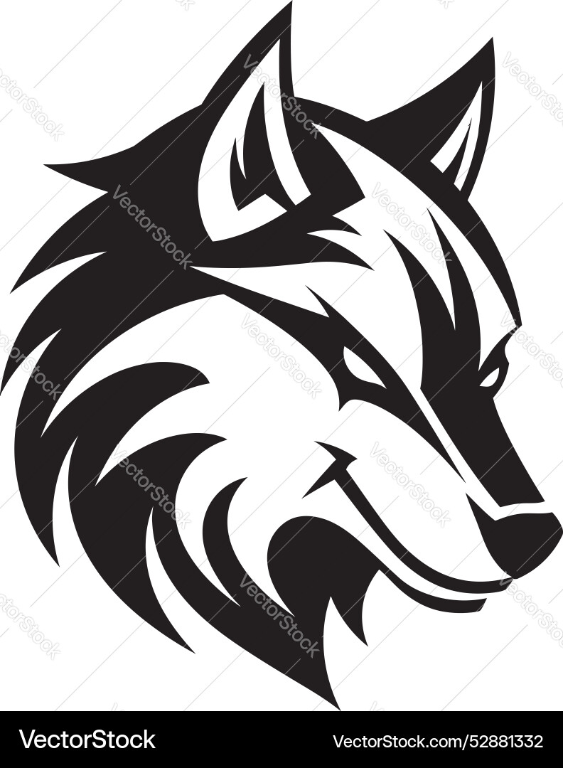 Moonlit hunter emblem graceful black wolf logo Vector Image