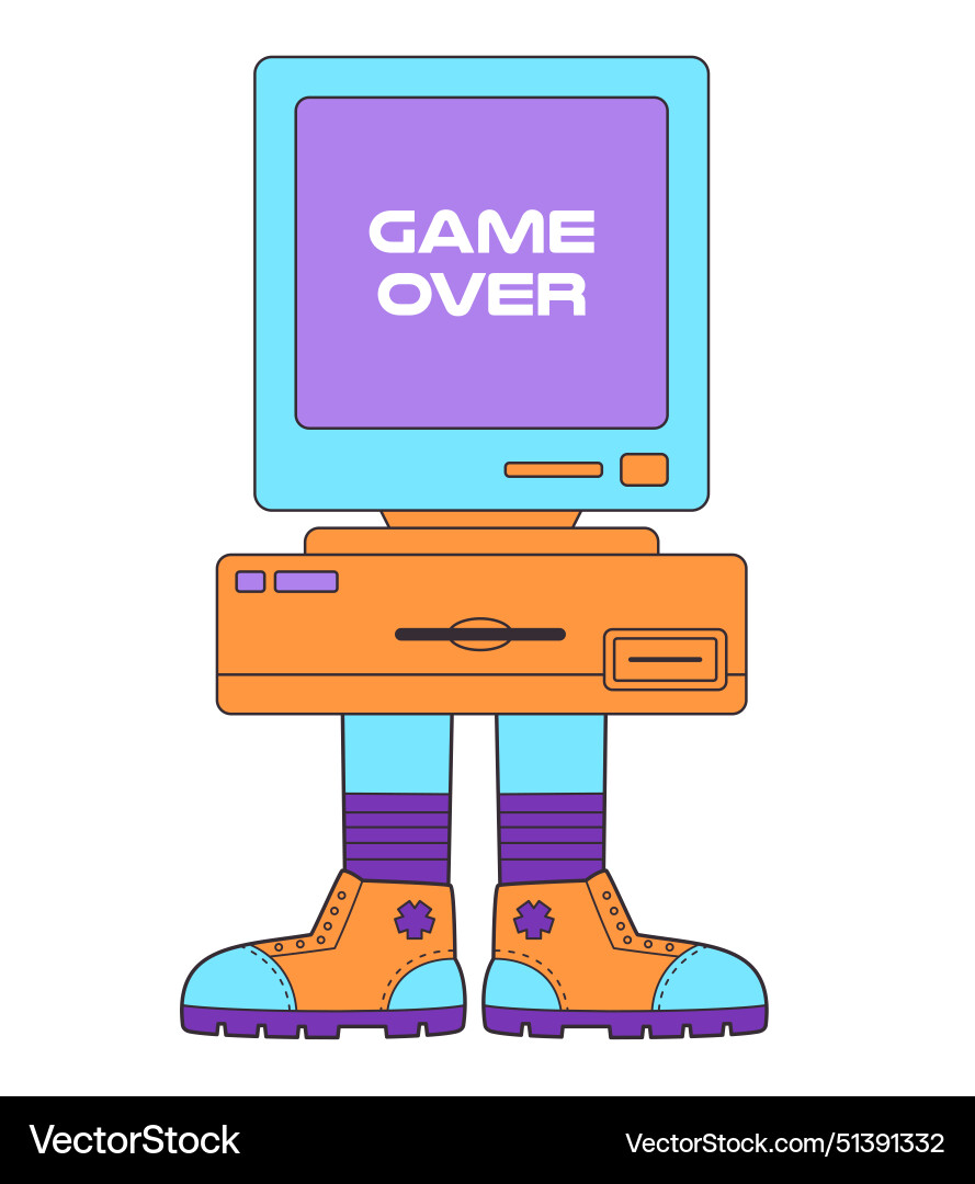 Old pc personal computer retro style character Vector Image