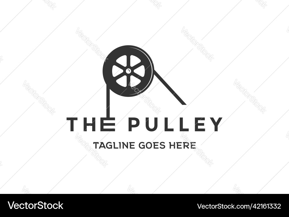 Retro Industrial Pulley Logo Royalty Free Vector Image