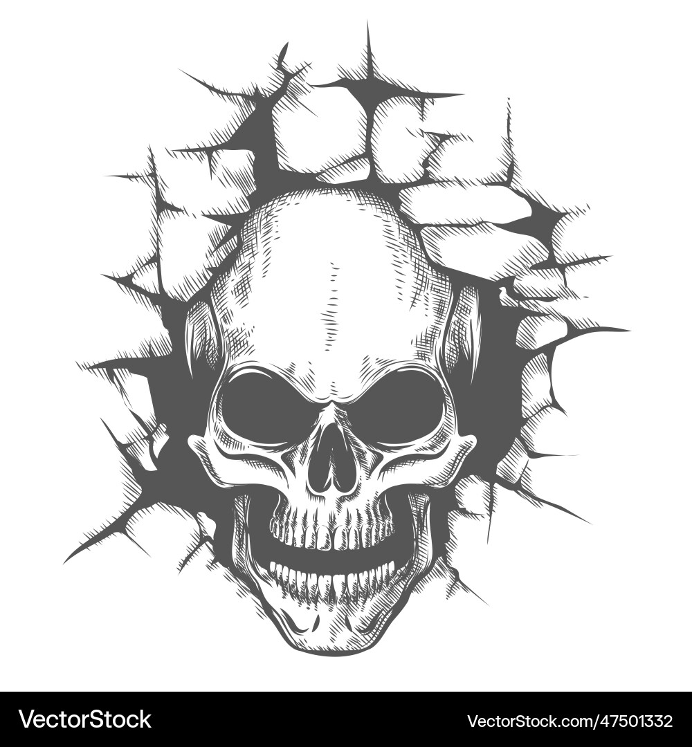 Skull Through Wall Royalty Free Vector Image - VectorStock